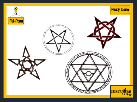 Second Life Marketplace Disturbed Pentagrams Pack Full Perm Mesh